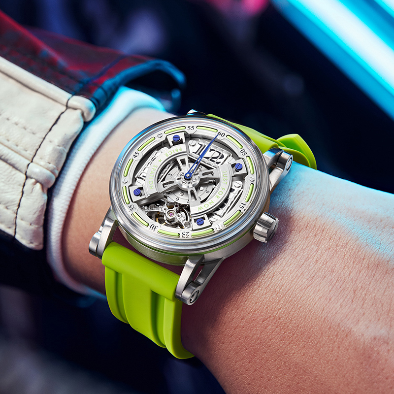 FEICE FM501 Automatic Mechanical Watch Skeleton Stainless 50M Waterpro ...