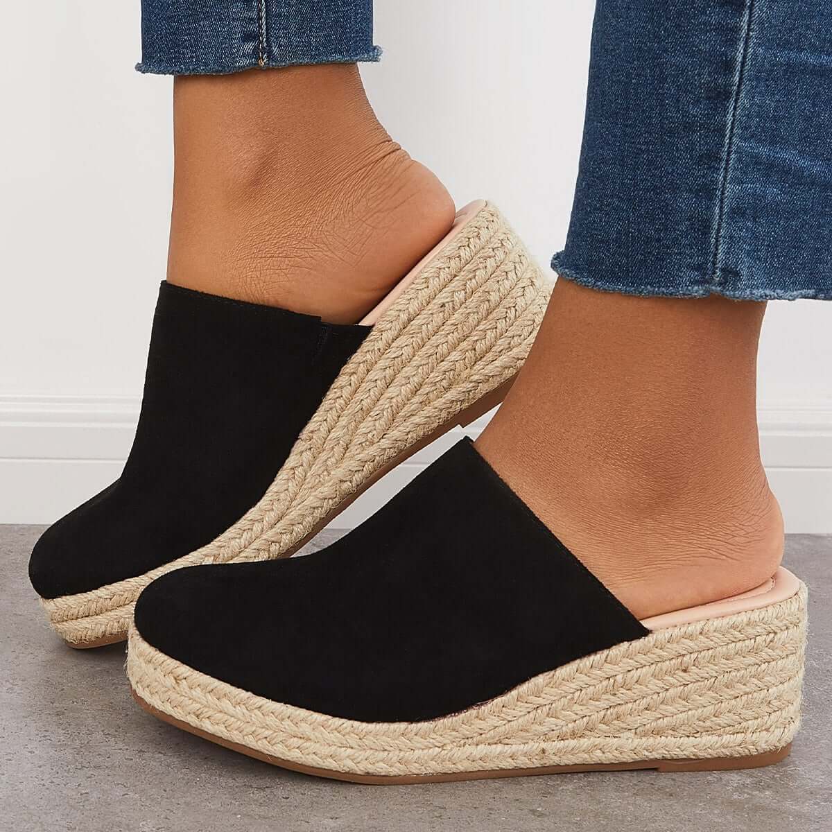 Espadrilles Mule Wedges Platform Slip on Backless Sandals - MEABOOTS